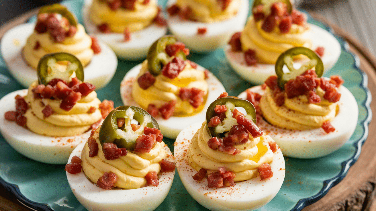 Spicy and Savory Deviled Eggs with Jalapeño and Bacon Recipe - Cozy Cadence