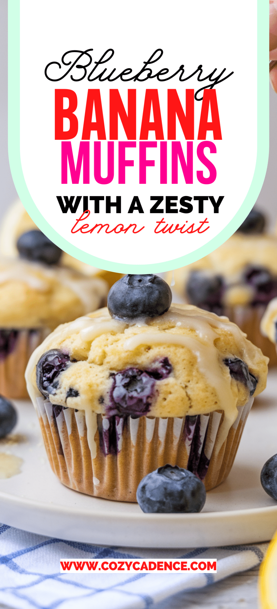 Blueberry Banana Muffins with Lemon Glaze – A Bright & Fruity Treat ...