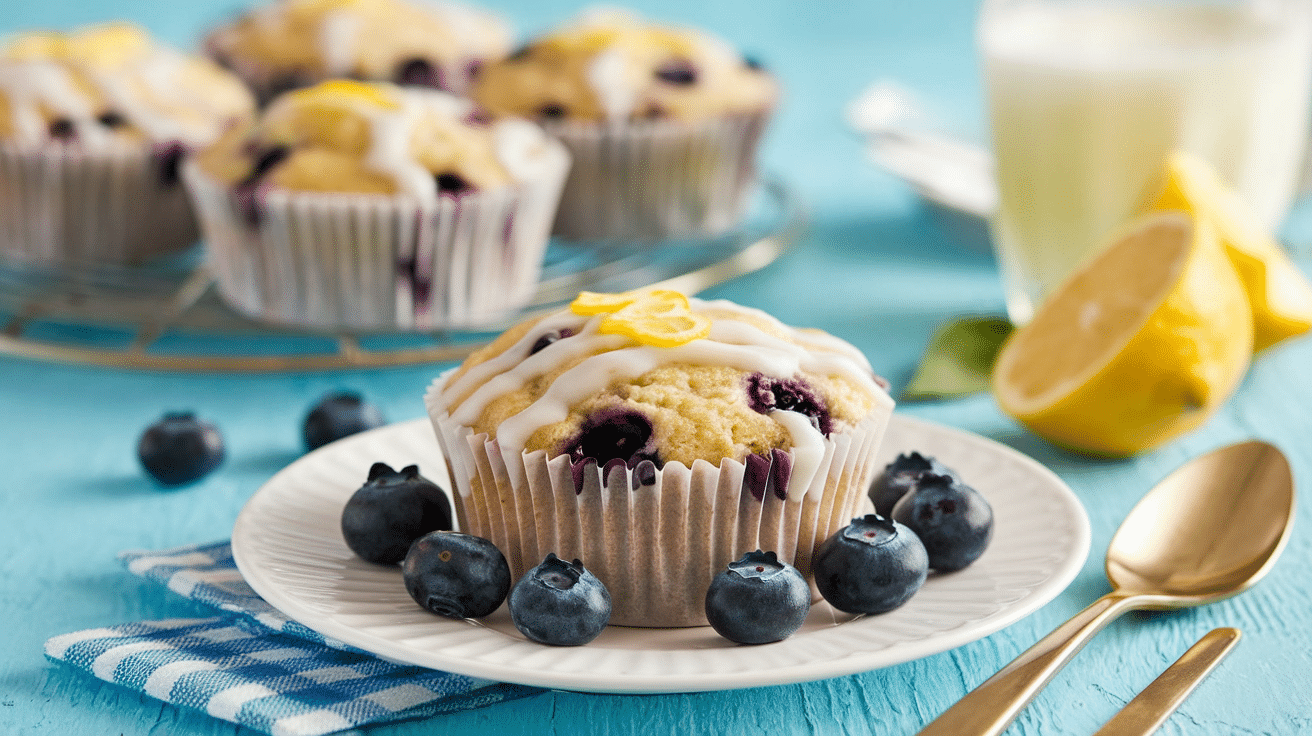 Blueberry Banana Muffins with Lemon Glaze – A Bright & Fruity Treat ...