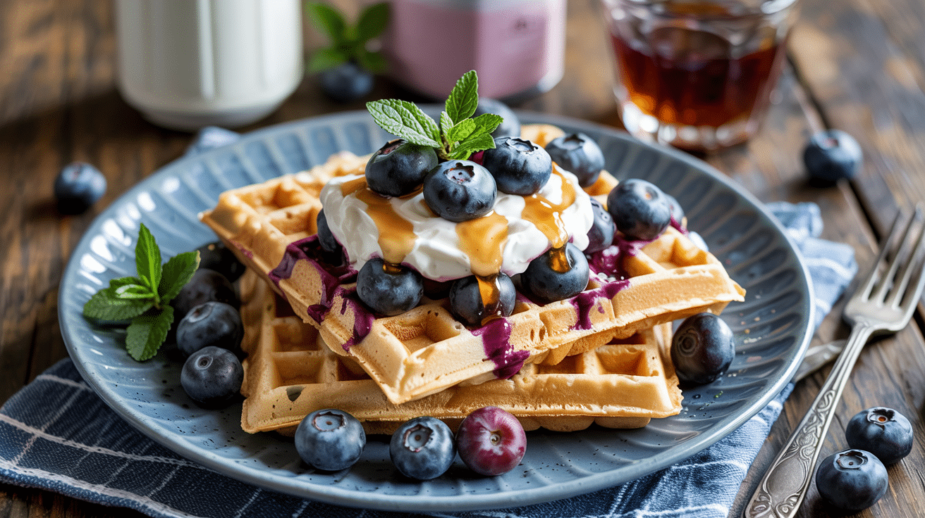 Blueberry Chia Waffles with Maple Yogurt – Bright, Crunchy & Super ...