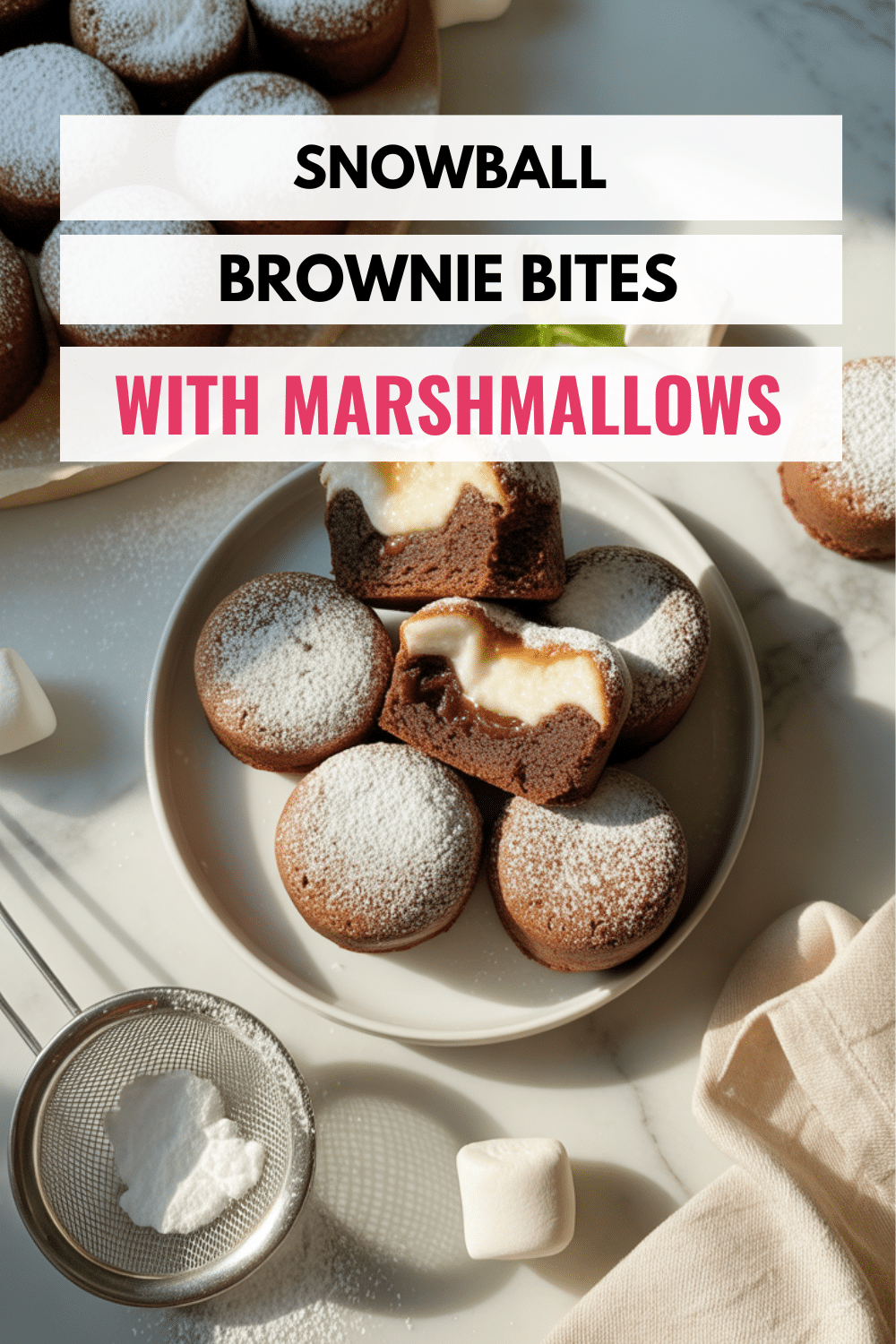Cozy Snowball Marshmallow Brownie Bites - Cozy Cadence